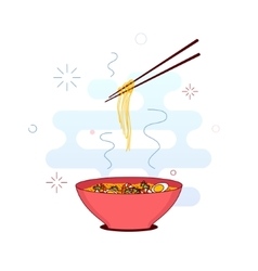 Boxing vegetable soup with pasta in pot cartoon Vector Image