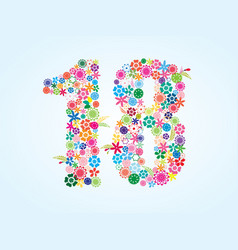 Colorful floral 5 number design isolated on white Vector Image