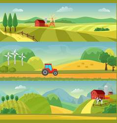 Farm and farming agriculture fields concept line Vector Image