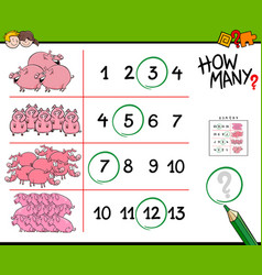 Pigs counting game cartoon Royalty Free Vector Image