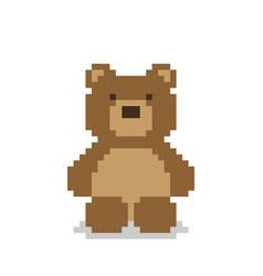 Brown bear pixel image for game assets Royalty Free Vector