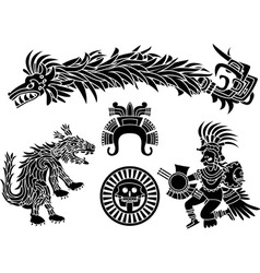 Mayan traditional cartoon set Royalty Free Vector Image