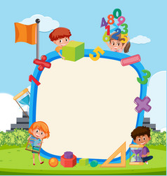 Frame design with kids and flowers Royalty Free Vector Image