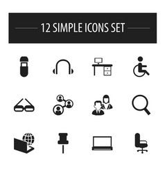 Set 12 editable bureau icons includes symbols Vector Image