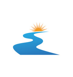 River and sun symbols logo template icons Vector Image