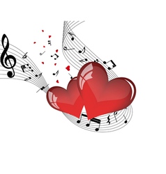 Happy valentines day card with heart music notes Vector Image
