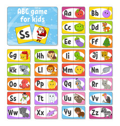 Funny alphabet abc flash cards cartoon cute Vector Image