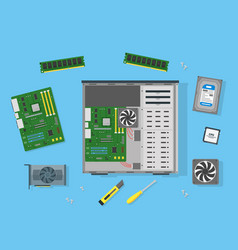 Cartoon personal computer components Royalty Free Vector