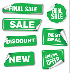 Collection green sale stickers with rounded Vector Image