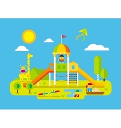 Children in playground find 10 hidden objects Vector Image