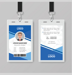 Blue curve wave id card design template Royalty Free Vector