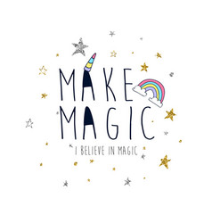 Magical icons print design with slogan Royalty Free Vector