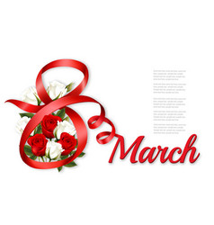 8th march vintage pink rose with ribbon Royalty Free Vector