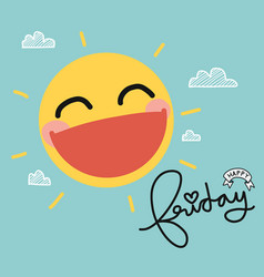 Happy sunday cute sun smile and cloud cartoon Vector Image