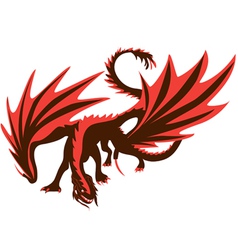 Chinese red dragon head growling circle retro Vector Image