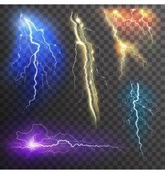 Lightning bolts transparent set Royalty Free Vector Image
