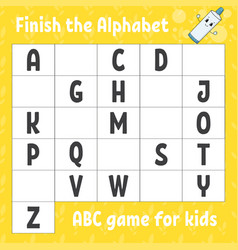 Finish the alphabet abc game for kids education Vector Image