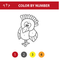 Cartoon turkey color number educational game Vector Image