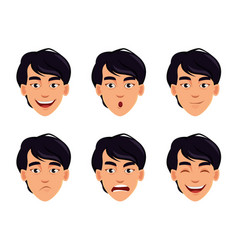 Face expressions of asian man Royalty Free Vector Image