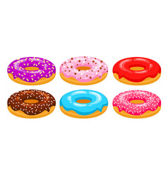 Donut open cardboard box top view realistic Vector Image