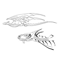 Black and white dragon head Royalty Free Vector Image