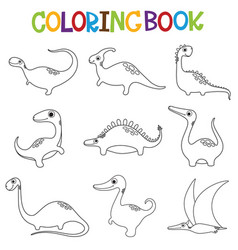 Cute cartoon dino coloring page Royalty Free Vector Image