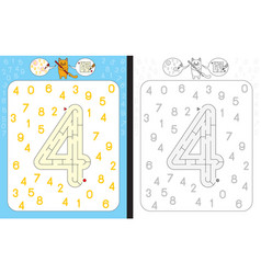 Maze number 4 Royalty Free Vector Image - VectorStock