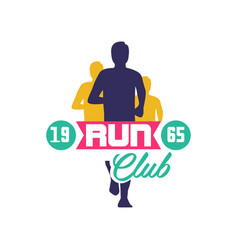 Run club logo emblem with abstract running people Vector Image