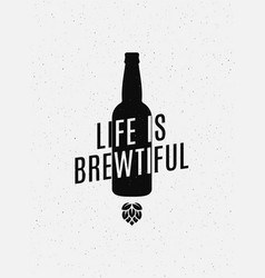 Beer bottle with glass beer splash logo on black Vector Image