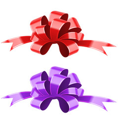 Gold ribbons and bows top view and side view set Vector Image