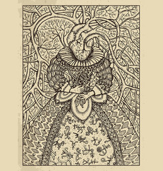 Stork mystic concept for lenormand oracle tarot Vector Image