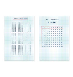 Set hand drawn multiplication table and Royalty Free Vector