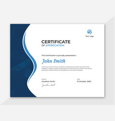 Vertical colored blue and orange waves certificate