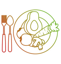 Dish with healthy food isolated icon Royalty Free Vector