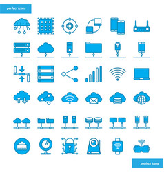 Computer networks database icons perfect pixel Vector Image