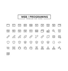 Programming Line Icons Circle Royalty Free Vector Image