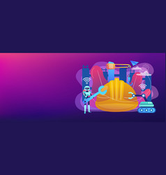 Robotics programming isometric 3d banner header Vector Image