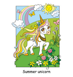 Unicorn coloring book hand Royalty Free Vector Image