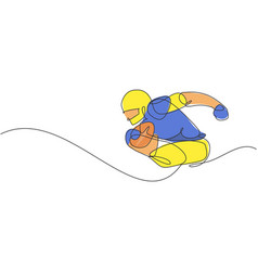 One single line drawing young sporty man Vector Image