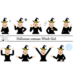 Halloween card with girl in a hat witch Royalty Free Vector