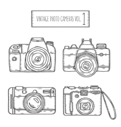Sketch of a photo camera drawn by hand Royalty Free Vector