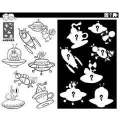 Matching shapes game with cartoon planet Vector Image