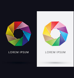 Rainbow round logo design ribbon Royalty Free Vector Image