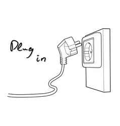 Electricity plug and socket simple draw Royalty Free Vector