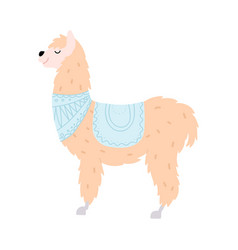Isolated outline cartoon baby llama Royalty Free Vector