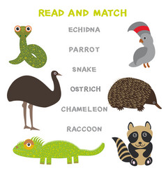 Kids words learning game worksheet read and match Vector Image