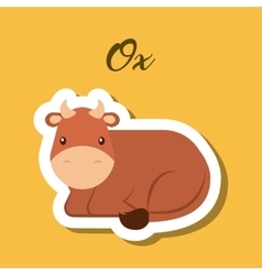 Ox animal sticker Royalty Free Vector Image - VectorStock