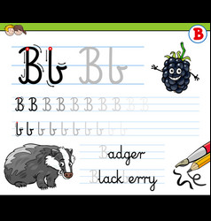 How to write letter b worksheet for kids Vector Image