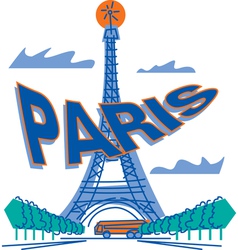 Retro style poster with paris Royalty Free Vector Image