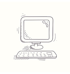Sketched desktop computer icon Royalty Free Vector Image